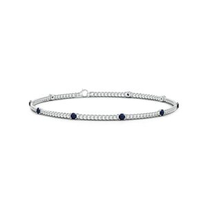 angara natural 0.63 ct blue sapphire stackables bracelet for women in 14k white gold (grade-a | size-2.4mm) | september birthstone, birthday, engagement, anniversary jewelry gift for women