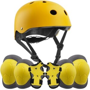 kids/youth helmet and knee pads elbow pads wrist guards set for kids roller skates, scooter, inline skating, cycling, bmx bike, skateboard, riding