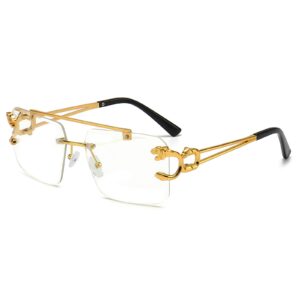 kepoita rimless sunglasses for men square fashion shades tinted lens metal frameless rectangle y2k glasses uv400