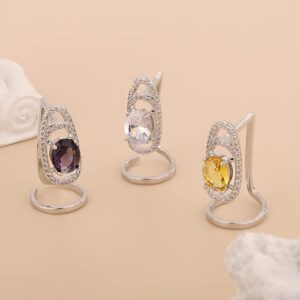 Xerling Silver Finger Nail Rings Bling Crystal Rings for Women Dainty Rhinestone Fingertip Rings Gem Stone Fingernail Rings Aesthetic Statement Rings for Teen Girls (Silver Stone)