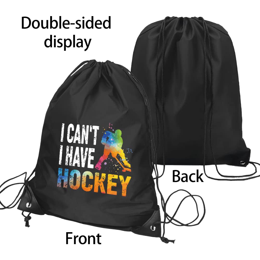 Pishovi I Can I Have Hockey Drawstring Waterproof Hockey, Hockey Sports Bag for Man Women, Hockey Player Gifts, Hockey Gift for Hockey Lover, Hockey Lover Gift Idea