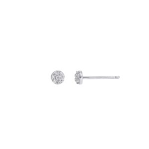 amazon essentials rhodium plated sterling silver cubic zirconia pave disc earrings, silver