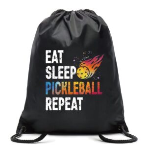 pishovi eat sleep pickleball a repeat drawstring waterproof pickleball, pickleball sports bag for man women, pickleball player gifts, pickleball gift for pickleball lover, pickleball gift idea (b)