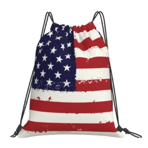 aimastz usa flag unisex drawstring backpack bag sport gym dance travel sackpack