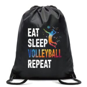 pishovi eat sleep volleyball repeat drawstring waterproof volleyball, volleyball sports bag for man women, volleyball player gifts, volleyball gift for volleyball lover, volleyball gift idea (a)