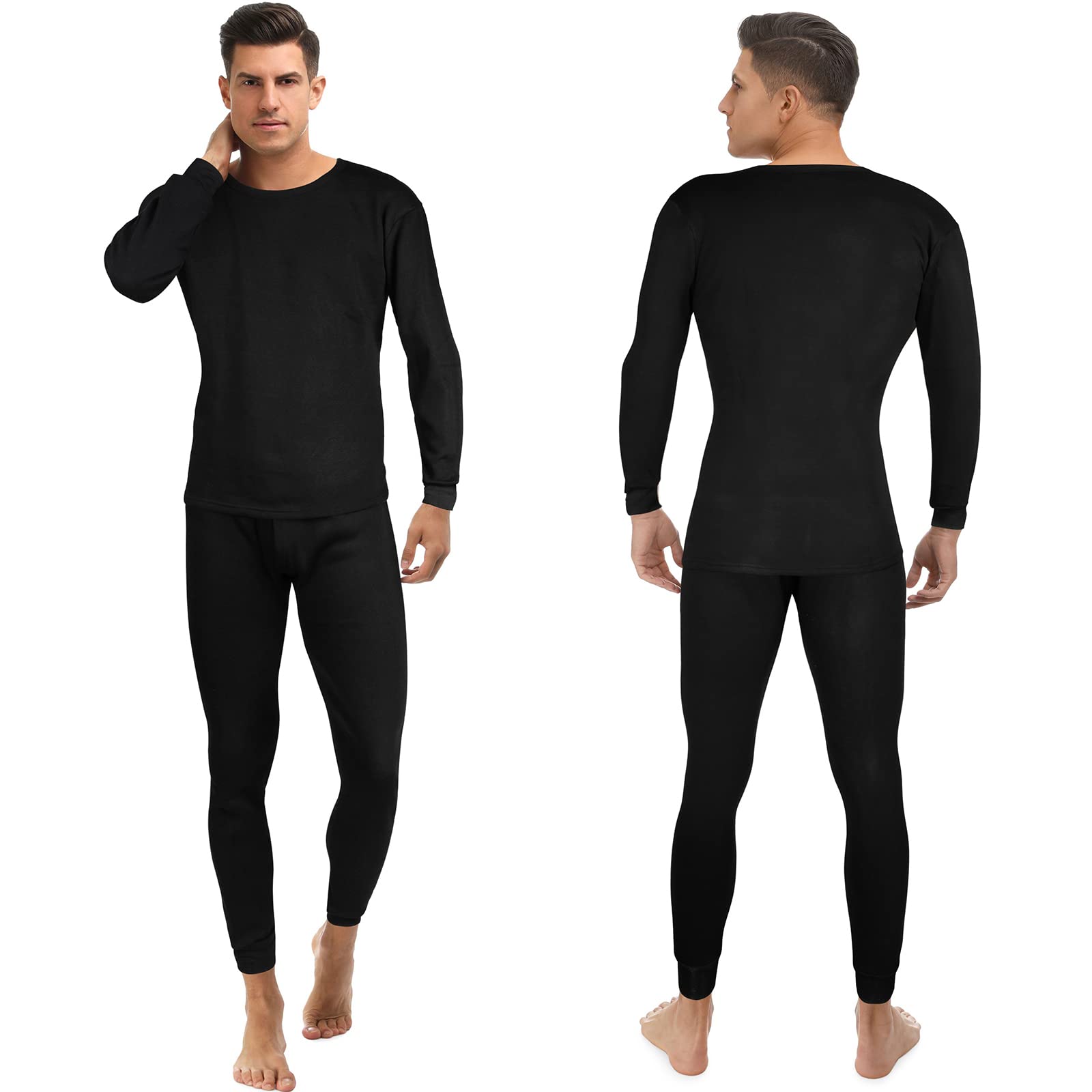 3 Sets Thermal Underwear for Men Soft Long Underwear Base Layer Thermals Fleece Warm Lined Top Bottom for Winter Cold Weather (XL)