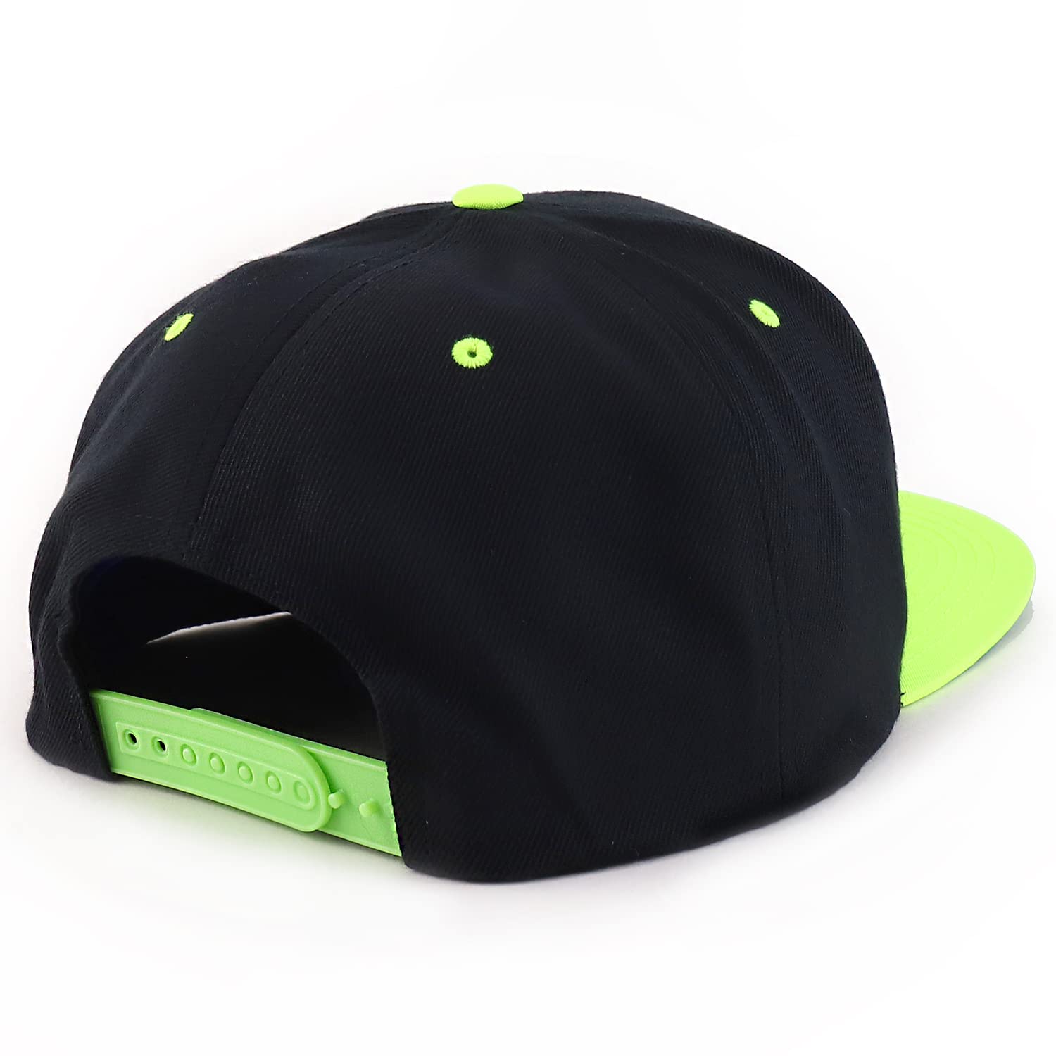 Trendy Apparel Shop Flexfit Oversize XXL Structured Blank Flatbill Snapback Cap - Black Neon Green