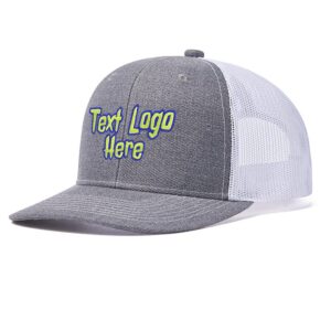 design your own text logo custom embroidered hat for men trucker hat adjustable light grey/white