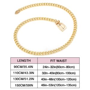 BAOKELAN Chain Belt for Women Chunky Waist Chain Belts for Dresses Gold 110CM