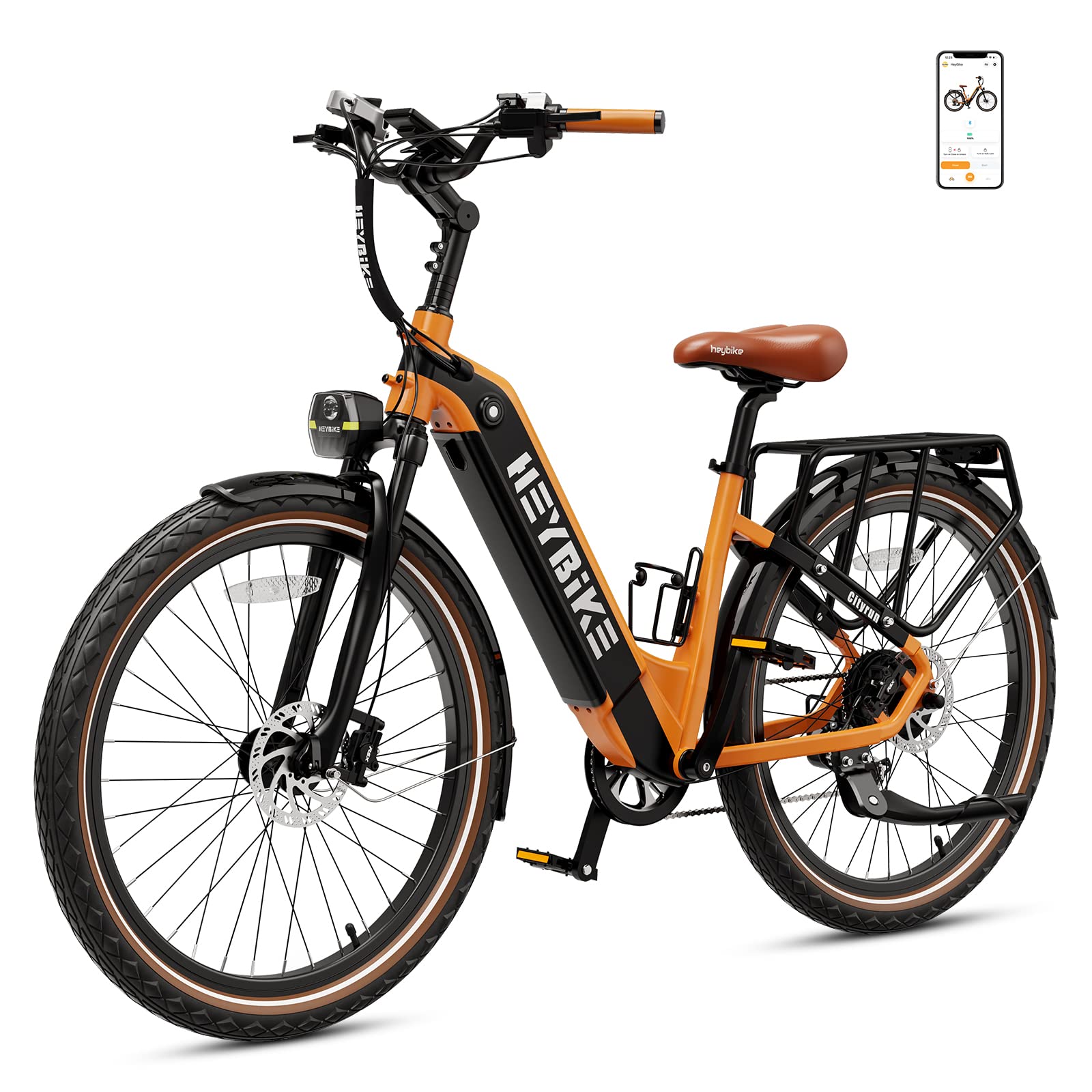 Heybike Cityrun Electric Bike, 1000W Motor Peak City Cruiser Ebike, 48V 15Ah(720Wh) Battery, 60 Miles, Step-Thru Electric Bicycle with APP Control, 3H Fast Charging, Commuter Electric Bike for Adults