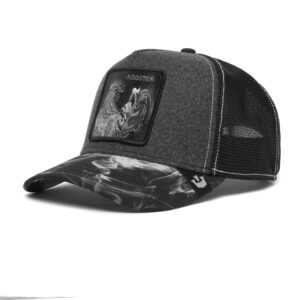 goorin bros. the farm noir capsule trucker cap, black/maltese rooster, one size