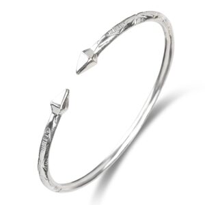 solid .925 sterling silver bangle cuff bracelet large for women gold plated jewelry stretch bracelets friendship gift birthday gifts west indian bangle pyramid ends - 1 piece (silver, 8)