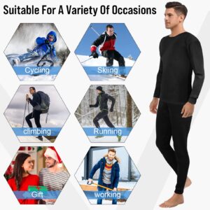 3 Sets Thermal Underwear for Men Soft Long Underwear Base Layer Thermals Fleece Warm Lined Top Bottom for Winter Cold Weather (XL)