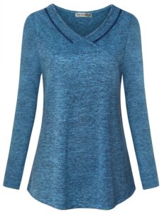 miss fortune womens yoga shirts long sleeve v neck workout clothes quick dry workout ruuning athletic blue 3xl