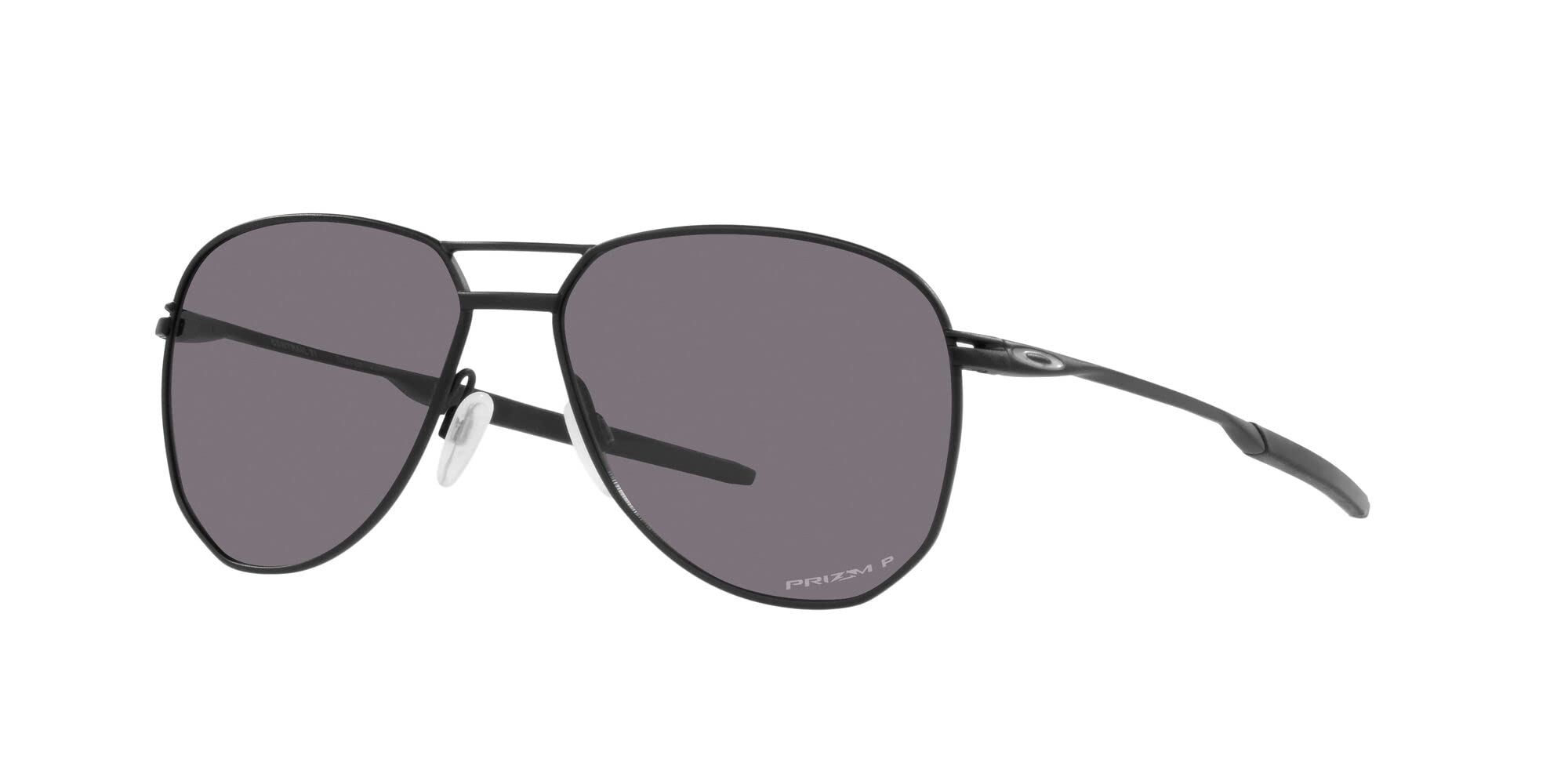 Oakley Men's OO6050 Contrail TI Aviator Sunglasses, Satin Black/Prizm Grey Polarized, 57 mm