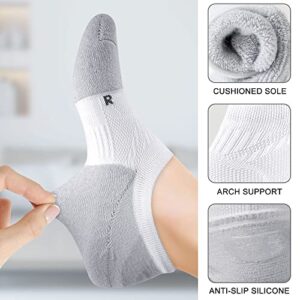 Gonii No Show Socks Womens Athletic Compression Running Low Cut Cushioned Socks 5 Pairs White