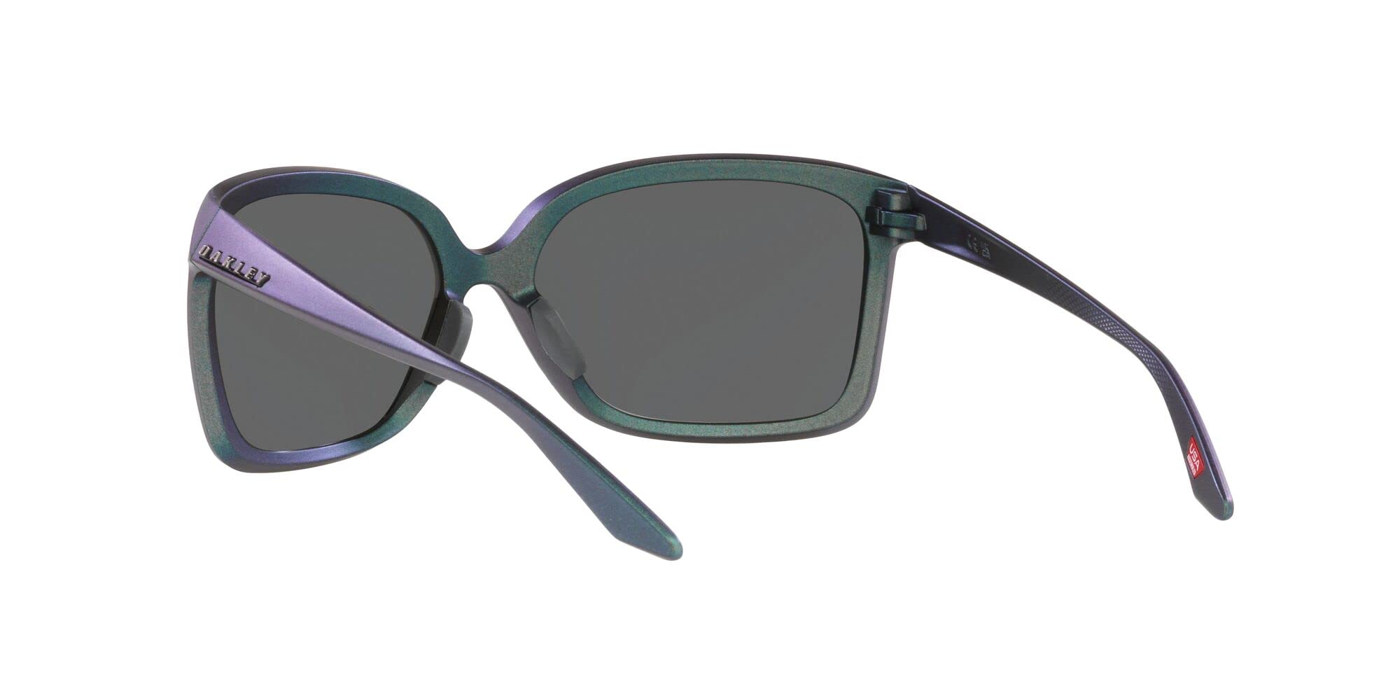 Oakley Women's OO9230 Wildrye Butterfly Sunglasses, Matte Silver/Blue Colorshift/Prizm Black Polarized, 61 mm