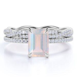 pb collection emerald cut created moonstone twisted pave wedding band engagement ring bridal set in 925 sterling silver 5