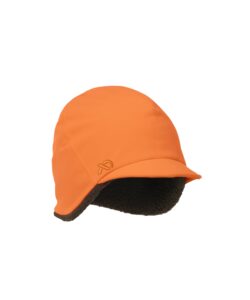 first lite tundra brim beanie - warm fleece hunting hat - hunters orange - medium