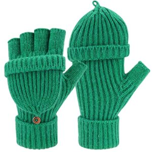 zasfou women winter fingerless gloves warm half finger knit gloves and mittens in cold weather