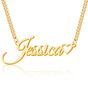 corissy personalized name necklace with heart, custom 18k gold plated name necklace with birthstone, customized jewelry gifts for women