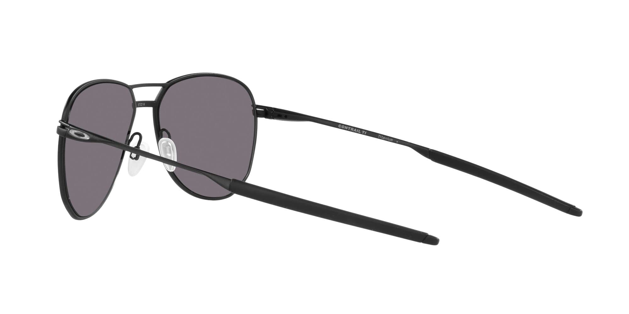 Oakley Men's OO6050 Contrail TI Aviator Sunglasses, Satin Black/Prizm Grey Polarized, 57 mm