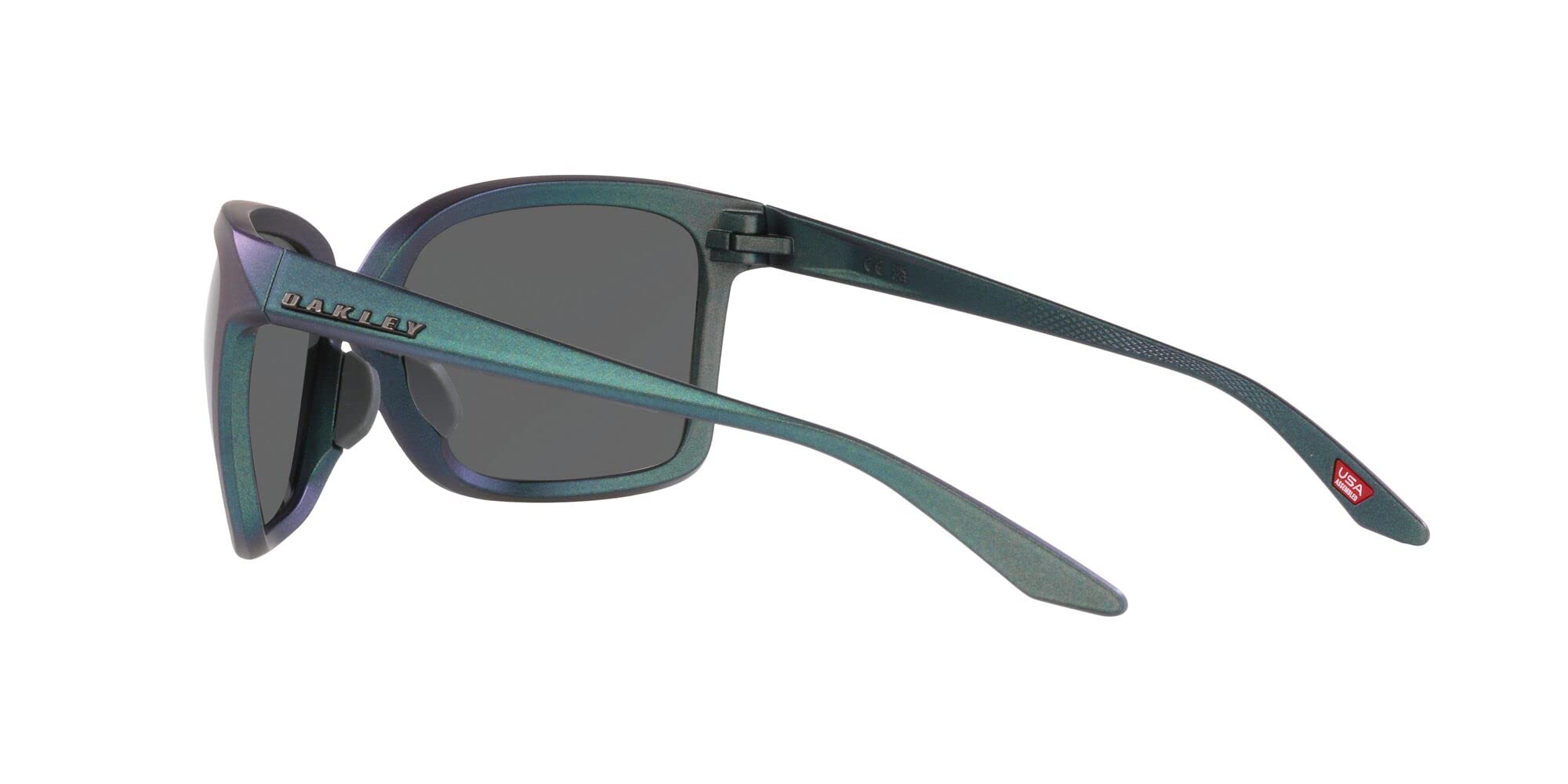 Oakley Women's OO9230 Wildrye Butterfly Sunglasses, Matte Silver/Blue Colorshift/Prizm Black Polarized, 61 mm