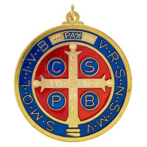 1 3/4" st. benedict enameled gold medal - 12/pk