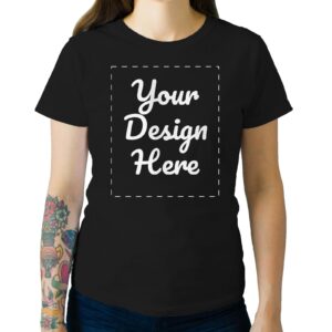 gotprint custom shirts for women, design your own text/image/logo tee shirt, womens customized gifts, personalized front back, black, x-large