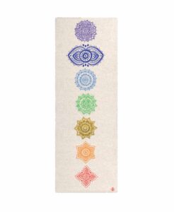 shakti warrior chakra hemp yoga mat - artist designed, premium eco friendly mats, non slip, non toxic, great for regular & hot yoga, pilates and workouts (72 inch x 24 inch x 3mm thick)