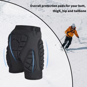 Tentock 3D Protective Hip for Snowboarding，Butt Padded Safety Impact Shorts EVA Protection Pad for Skating Outdoor（XXXL） Black