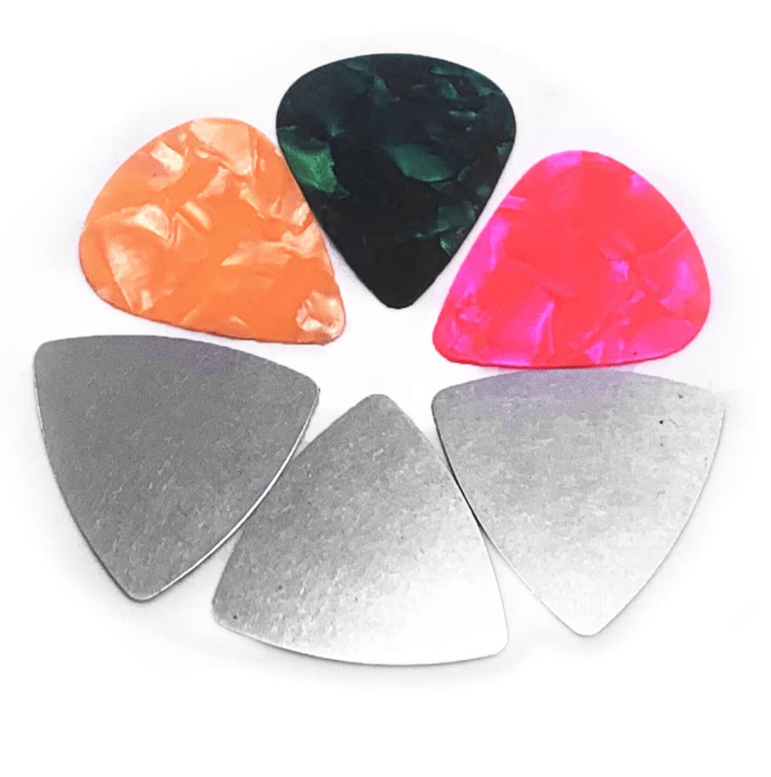 TUOREN 2 Set Guitar Pick Holder Necklace with 3pcs Stainless Steel Picks 3 Colorful Celluloid Pick for Electric Guitar Bass Ukulele Guitarists Picks Storage Necklace