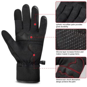 Winter Cycling Gloves for Men Women, Cold Weather Thermal Running Gloves Waterproof, Men’s Touchscreen Ski Gloves, Snow Gloves, Bike Gloves for Outdoor Sports S