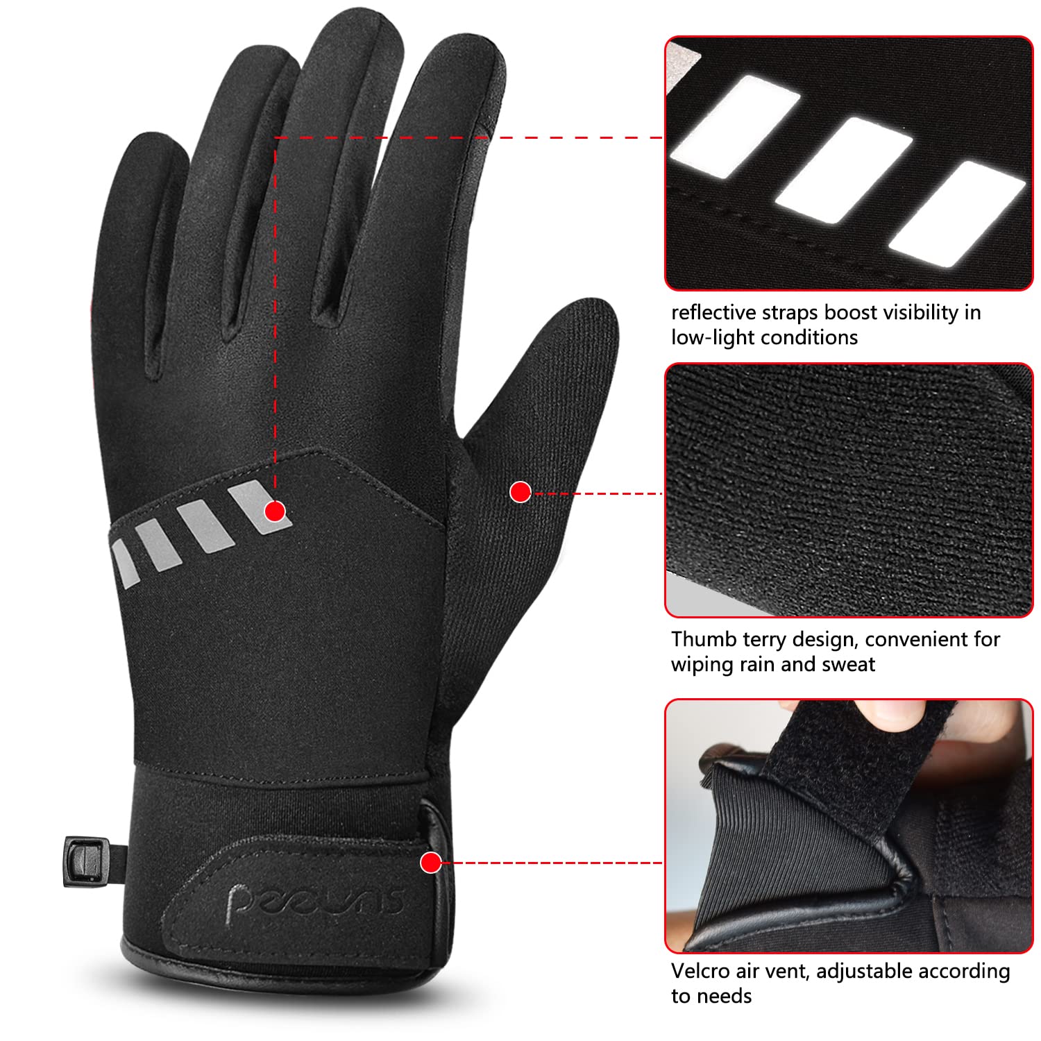 Winter Cycling Gloves for Men Women, Cold Weather Thermal Running Gloves Waterproof, Men’s Touchscreen Ski Gloves, Snow Gloves, Bike Gloves for Outdoor Sports S