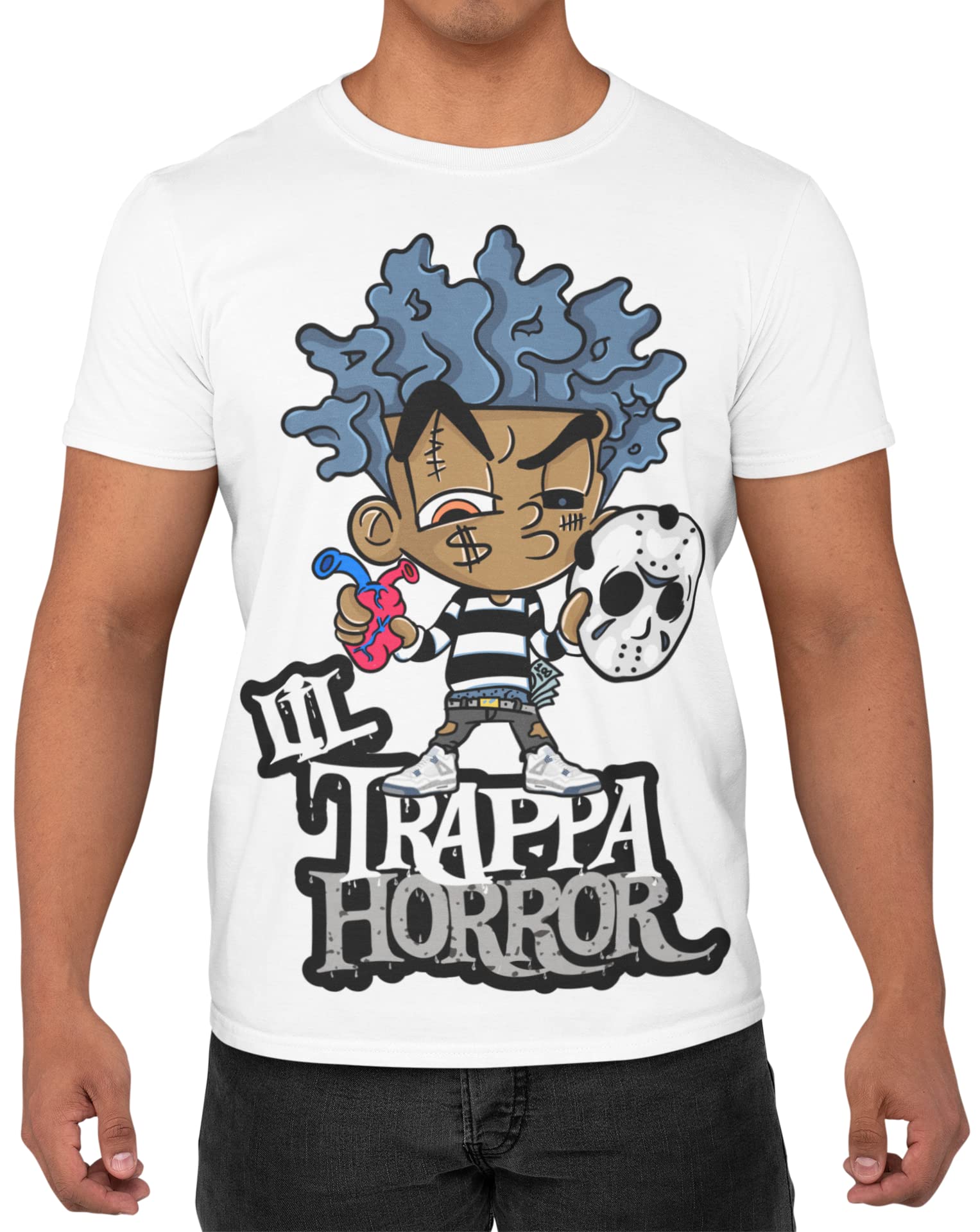 Jordan 4 Midnight Navy Lil TrappaHorror Shirt to Match Men's Sneakers Lil-Trappa-Horror, Jordan 4s Midnight Navy Tshirt