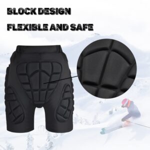 Tentock 3D Protective Hip for Snowboarding，Butt Padded Safety Impact Shorts EVA Protection Pad for Skating Outdoor（XXXL） Black