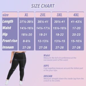 Happy.angel Plus Size Leggings with Pockets for Women, High Waisted Capri Yoga Workout Pants Cropped Tights Navy Blue 4X-Large