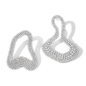 donabus statement earrings- trendy earrings for women，asymmetric earrings with full rhinestone,great gifts for women (a) (a)