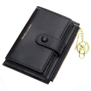 vocus small wallet for women bifold rfid blocking keychain wallet credit card holder with zipper coin pocket & id window