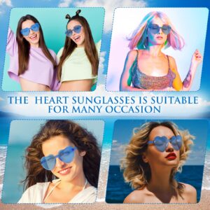 50 Pairs Heart Shaped Rimless Sunglasses Bulk Transparent Colored Love Glasses Frameless Eyewear Party Favor Women Adult(Blue, Light Blue)