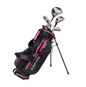 aspire xlite super performance precise junior golf club set, pink set for girls ages 6 to 8, right handed