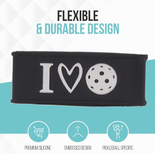 Palms-O-Aces Pickleball Grip Bands – Secures Grip Tape – One Size Fits All Paddle Handles – Silicone Pickleball Paddle Band-Double Sided Embossed Design Custom Pickleball Bands-Pickleball Paddle Bands