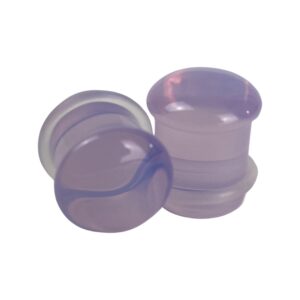 mystic metals body jewelry pair of lavender opalite single flare plugs (stn-741) (6g (4mm))