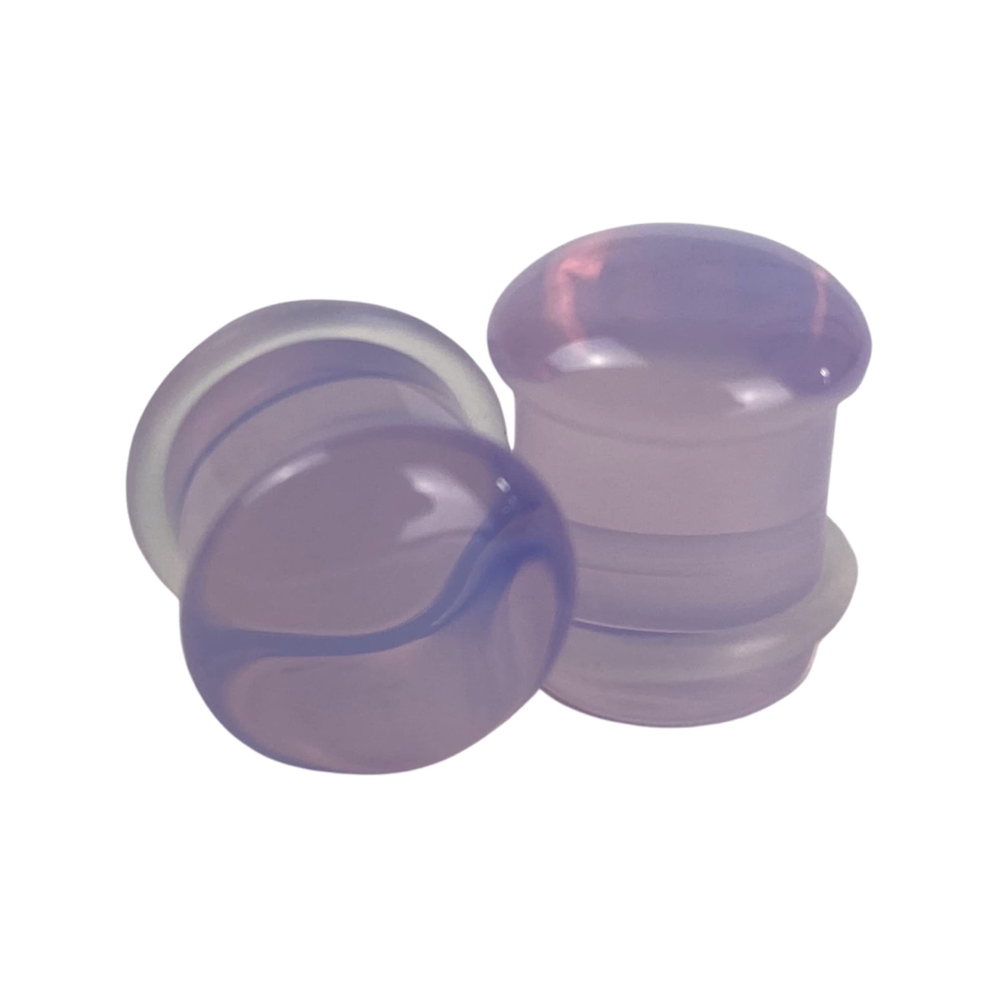 Mystic Metals Body Jewelry Pair of Lavender Opalite Single Flare Plugs (STN-741) (6g (4mm))