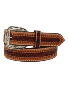 ariat western belt mens zig zag floral tooled 34 tan a1039108