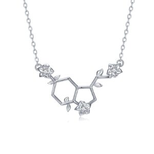 sczklaq happiness serotonin molecule necklace for women 925 sterling silver serotonin necklaces happiness molecule necklace chemical molecule jewelry for women