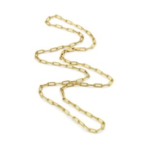 Nuragold 14k Yellow Gold 4mm Paperclip Elongated Rolo Cable Link Chain Pendant Necklace, Womens Jewelry Lobster Clasp 16" 18" 20" 22" 24"