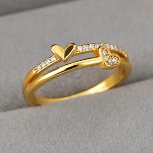 MRENITE Solid 10k Yellow Gold Lab Grown Diamond Ring IGI Diamond Heart Promise Ring Jewelry Gift for Women Size 8 (0.25cttw, I Color SI Clarity)