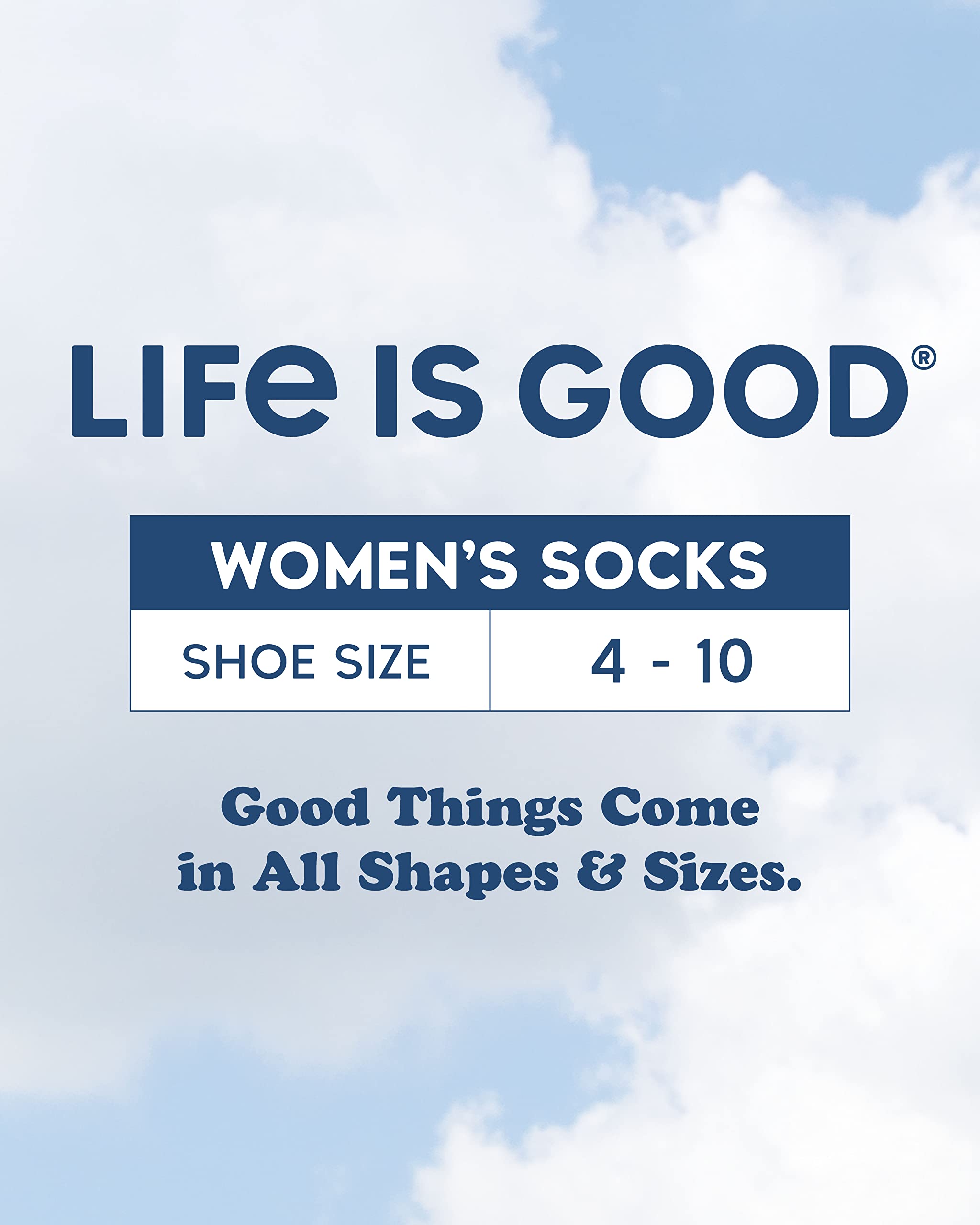 Life is Good Women's Socks - Novelty Crew Cut Socks (3 Pack), Size Shoe Size: 4-10, Navy