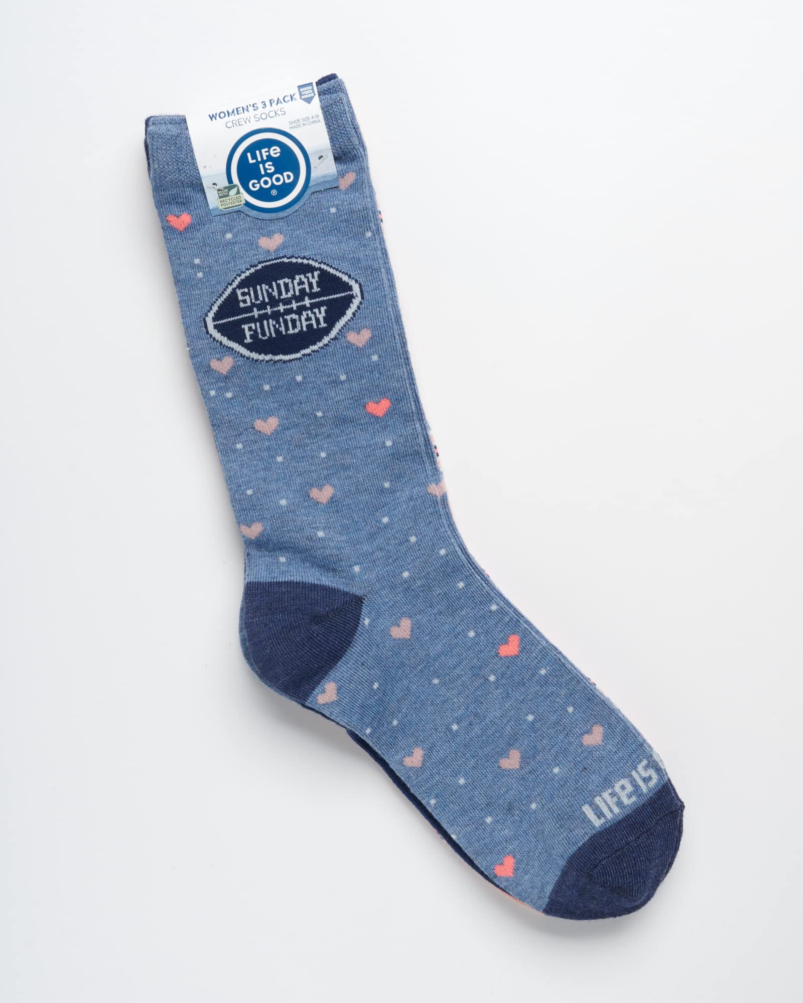 Life is Good Women's Socks - Novelty Crew Cut Socks (3 Pack), Size Shoe Size: 4-10, Navy